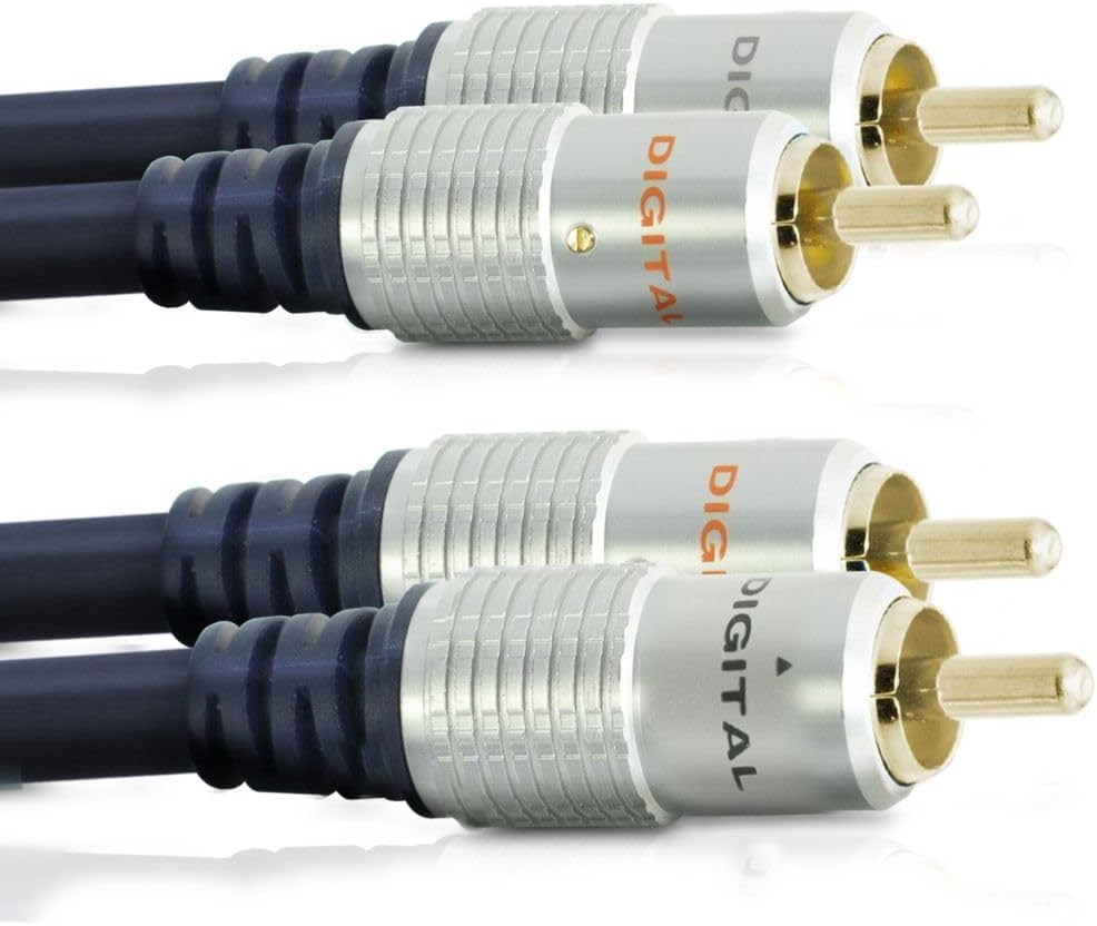 CableMountain RCA Cables 5m - Gold Plated Male-to-Male RCA to RCA Cable ...