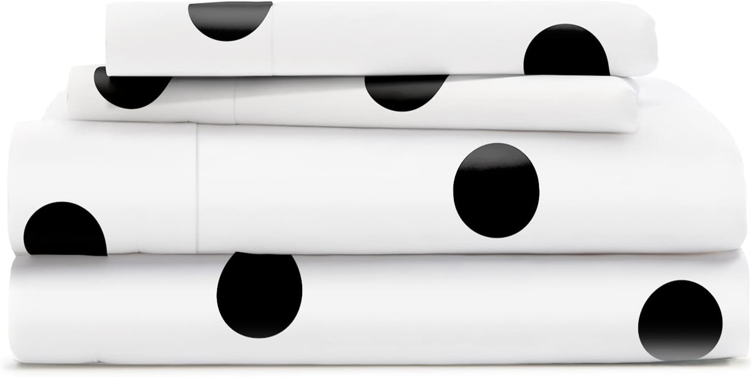 Amazon.com: SUPERIOR Polka Dot Sheet Set, Cotton Blend Bedding Sets ...