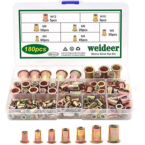 Snapklik.com : Weideer 180Pcs Metric Rivet Nuts Assortment Kit M3 M4 M5 ...