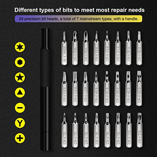 VCELINK Precision Screwdriver Magnetic, 25 in 1 Mini Screwdriver Set with 24 Bits, Screwdriver ...