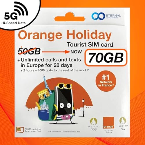 Amazon.com: Preloaded Orange Travel Sim Card Now with 70GB of 5G Data ...