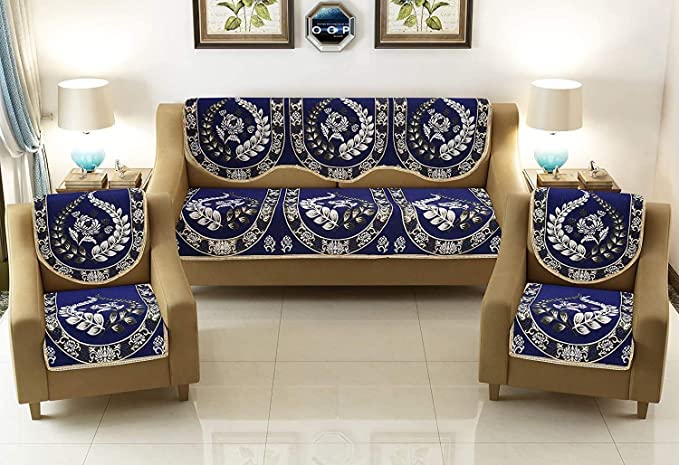 Royal Look Polycotton Sofa Cover Set Floral Design 5 Seater Sofa Cover ...
