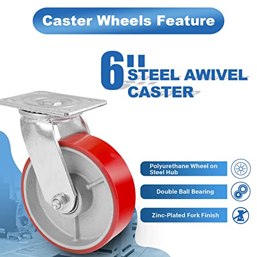 Snapklik.com : Nefish 6 Inch Industrial Casters Heavy Duty No Noise ...