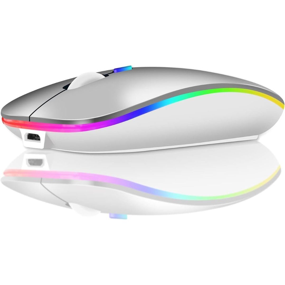 LED Wireless Mouse, Slim Rechargeable Wireless Silent Mouse, Computer ...