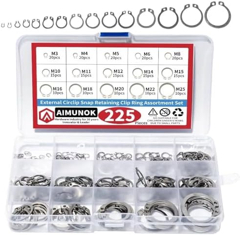 HVAZI 200pcs Metric 304 Stainless Steel Internal Snap Ring Assortment ...