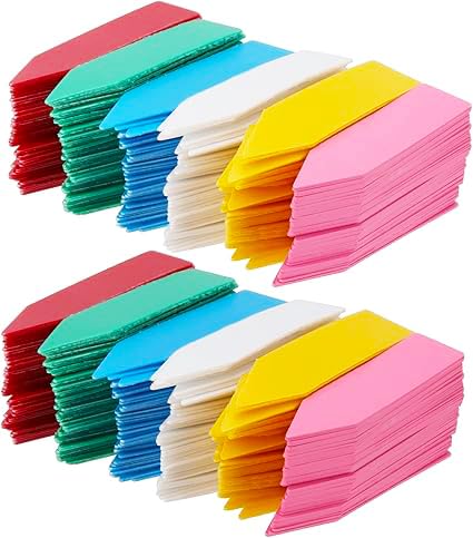 MOUYAT 1200 Pcs 10 x 2cm Plastic Plant Labels, Colourful Garden Nursery ...