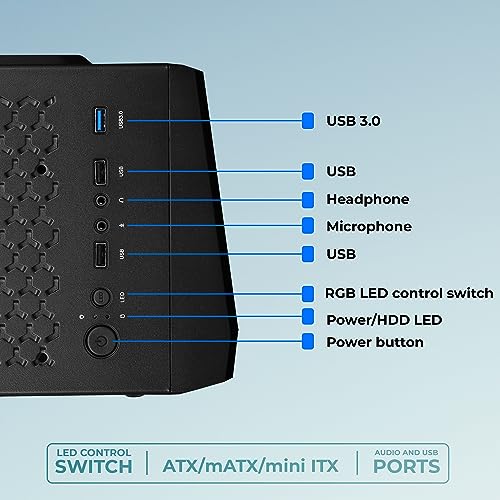 ZEBRONICS Agon Mid-Tower Premium Gaming Cabinet - Black, ATX/M-ATX/M ...