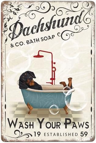 Amazon.com: Metal Sign Dachshund Bath Vintage Style Metal Sign Iron ...