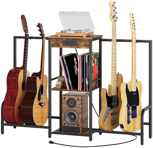Amazon.com: YATINEY Guitar Stand with 4 Guitar Holders, 3-Tier Multi ...