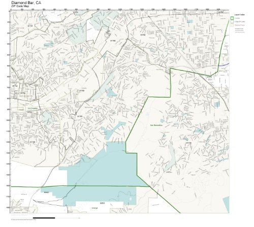 ZIP Code Wall Map of Diamond Bar, CA ZIP Code Map Laminated: Amazon.com ...