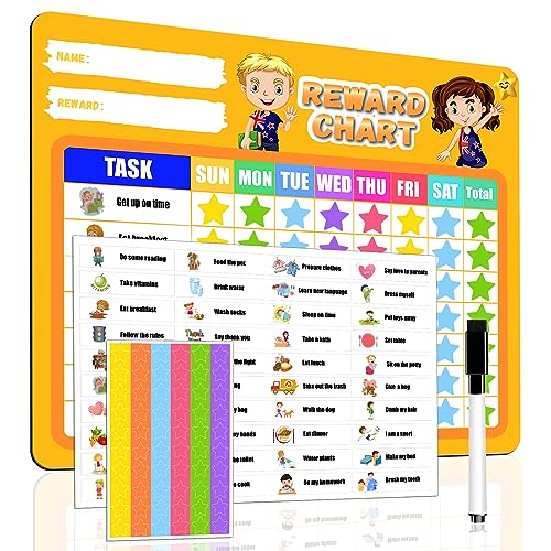 Buy Behavior Chart for Kids - Reusable Star Stickers for Kids Reward ...