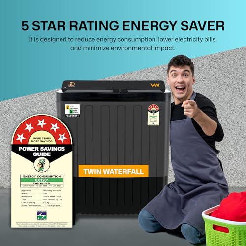 VW 8.5 kg 5 Star Storm Wash with Toughened Glass Semi Automatic Top ...