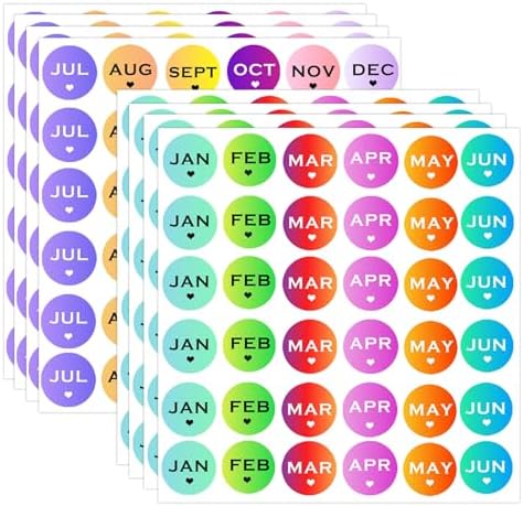 Amazon.com: Month Stickers 1 Inch 12 Months of The Year Color Coding ...