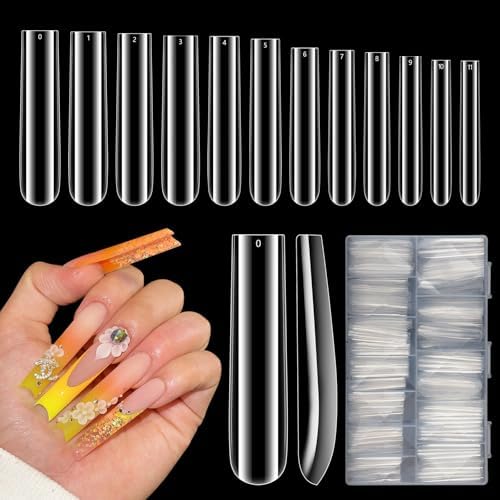 Amazon.com: Quaferen Clear Square Nail Tips, 504Pcs XXXL Extra Long ...