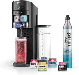 Amazon.com: Ninja Thirsti System - Custom Sparkling & Still Beverage Maker, CO2 Carbonation, 4 ...