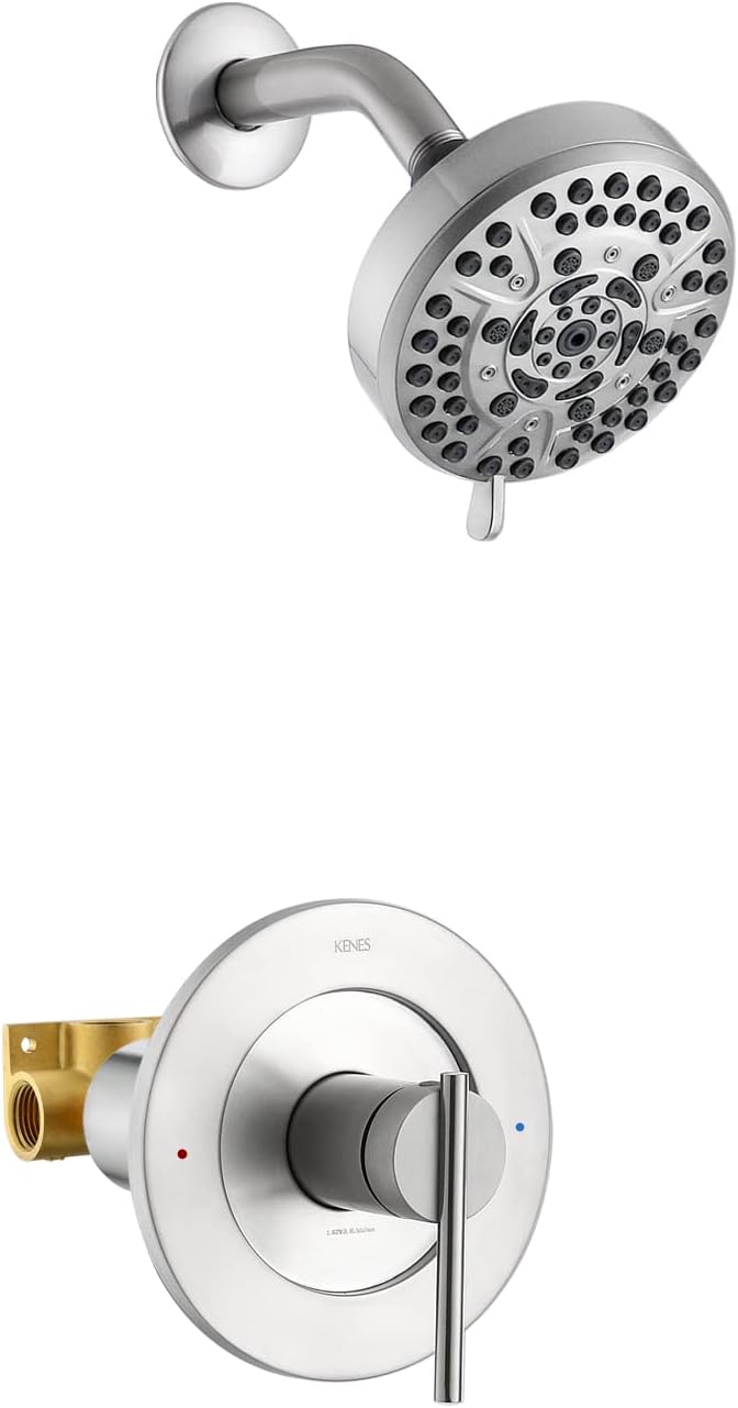KENES Modern Brushed Nickel Shower Faucet, Square Shower Trim Kit with ...