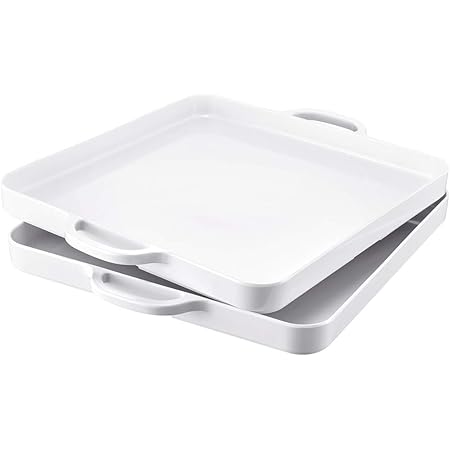 Amazon.com: HSDT Square Serving Trays with Handles Melamine White 12 ...
