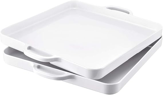 Amazon.com | HSDT Square Serving Trays with Handles Melamine White 12 ...