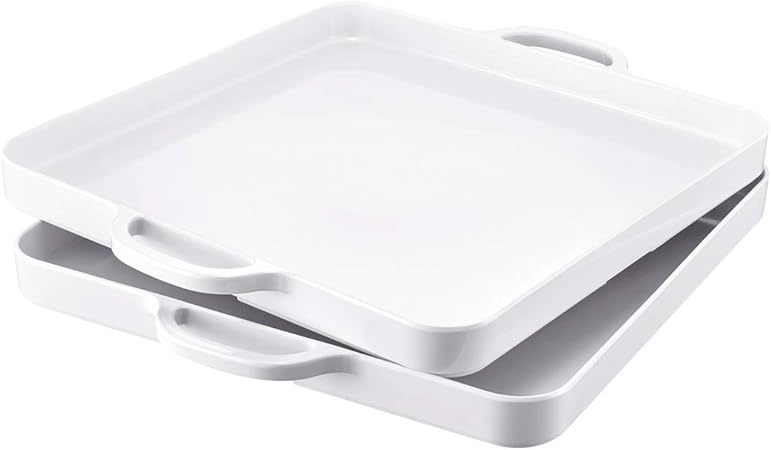 Amazon.com | HSDT Square Serving Trays with Handles Melamine White 12 ...