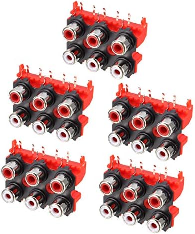Amazon.com: uxcell PCB Panel Mount 6 RCA Socket Female Jack Audio Video ...