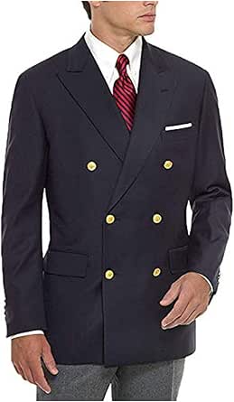 Lacoac Men's Double Breasted Buttons Blazer Dinner Formal Uniform Peak ...