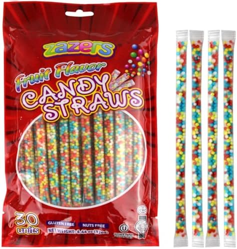 Amazon.com : Candy Straws Fruit Flavor - Individually Wrapped Colorful Sweet Dots Snacks for ...