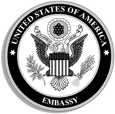 Amazon.com: Round United States of America Embassy Sticker (Logo Seal ...