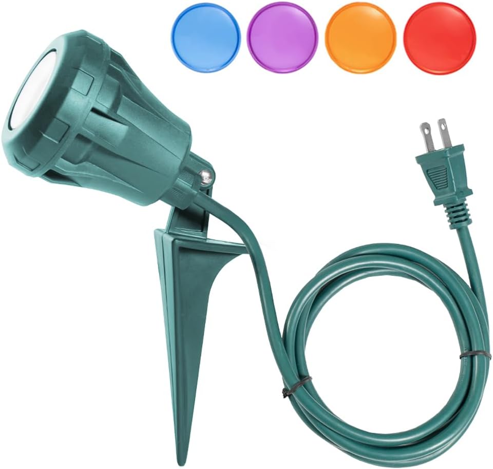 120V LED Outdoor Christmas Spotlight, 5 Extra Lenses (RGB Purple Blue ...