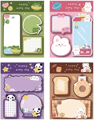 Amazon.com : 4 Packs Cute Sticky Notes Set, 960 Sheets Kawaii Sticky ...