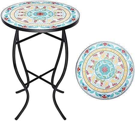 Amazon.com: VCUTEKA Mosaic Outdoor Side Table, Patio Side Tables with ...