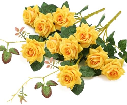 JUSTOYOU 2Pcs Artificial Rose Flower,Silk Roses Flower Realistic Faux ...