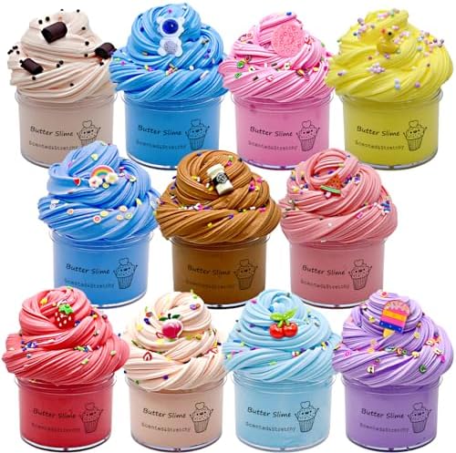 Butter Slime Kit 11 Pack Party Favors for Kids, Colorful Stress Relief ...