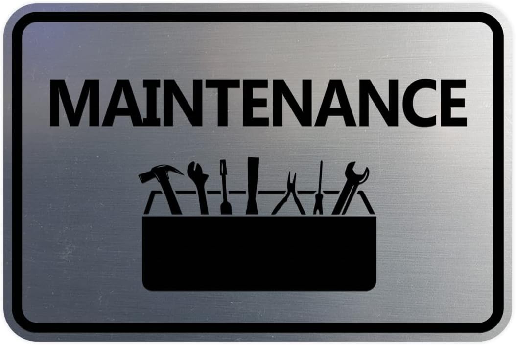 Amazon.com : Classic Framed Maintenance Sign (Brushed Silver) - Large ...