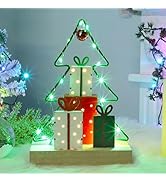 Amazon.com: Lulu Home Christmas Tabletop Decoration, Wooden Pre-lit ...