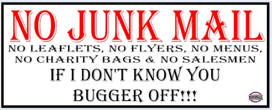 No Junk Mail, No Leaflets No Flyers, No Menus, No Charity Bags & No ...