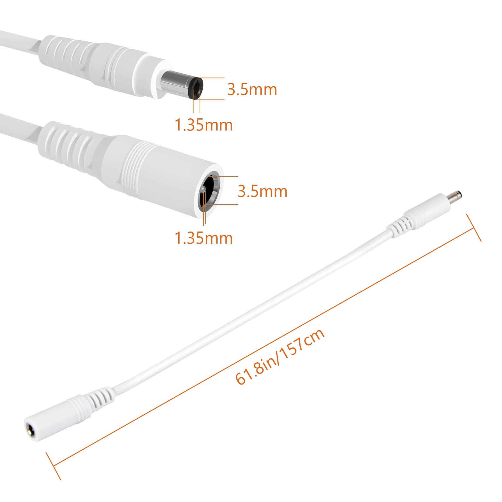 Snapklik.com : DC Power Extension Cable 5ft, Barrel Plug 3.5 1.35mm ...