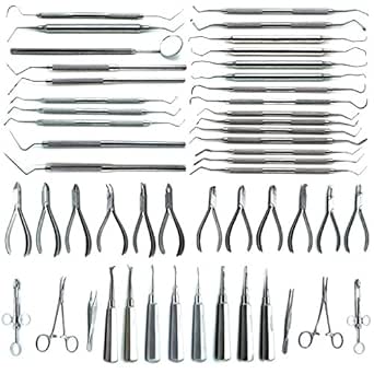 Amazon.com: 51 Pc Dental Examination Set Pliers Elevators Curettes ...
