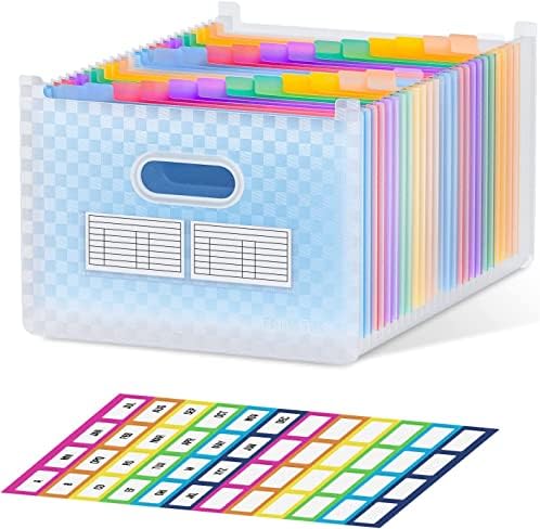 Amazon.com : 26 Pockets Expanding File Folder, Upright & Open Top, A-Z ...