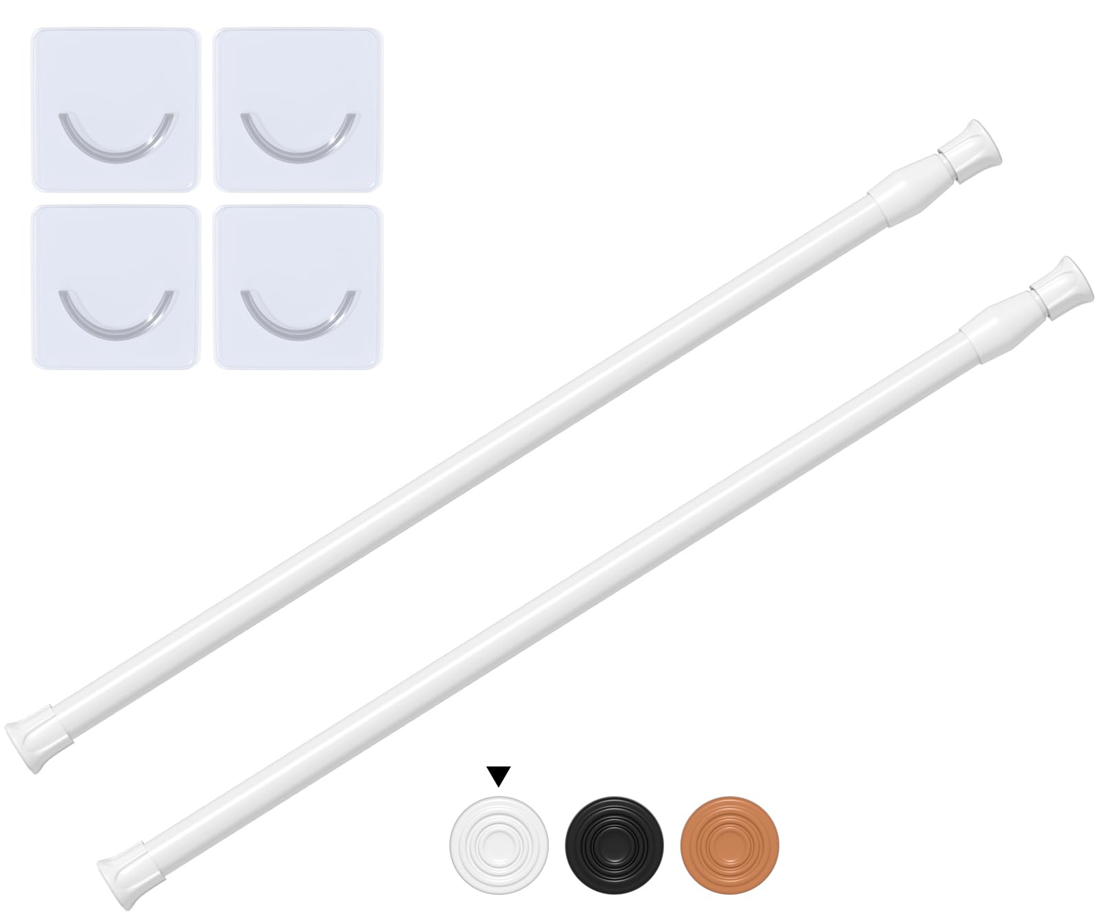 2 Pcs White Small Tension Rod 12 to 20 Inch Adjustable Tension Curtain ...