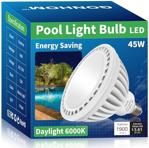 Amazon.com : Allisable 12V 50W LED Pool Light Bulb, 5000LM 6000K ...