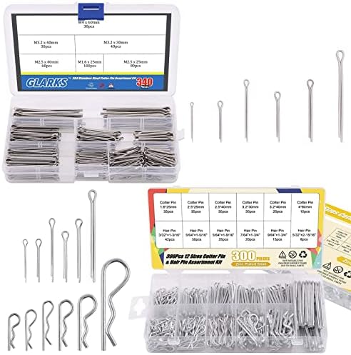 Amazon.com: Glarks 340Pcs 6 Sizes 304 Stainless Steel Cotter Pin ...