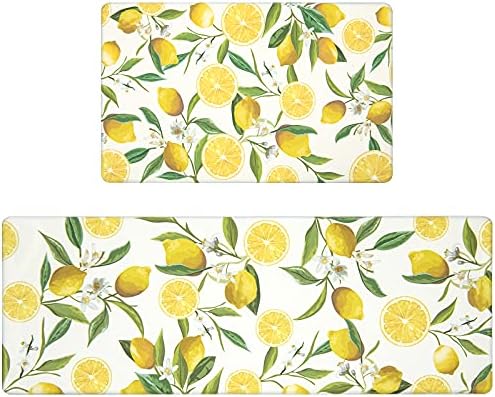 Amazon.com: Lemon Kitchen Rugs and Mats Set of 2 Piece Kitchen Decor ...