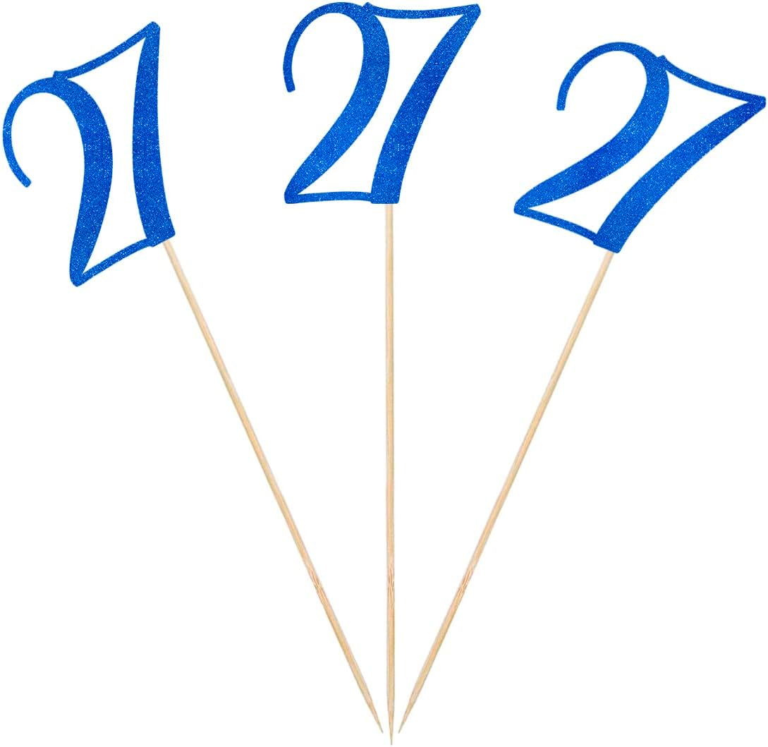 Amazon.com: Blue Glitter 27th Birthday Centerpiece Sticks, 12-Pack ...