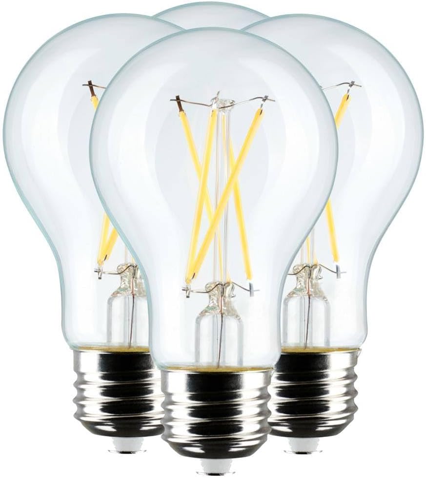 Satco 12462-8A19/CL/LED/E26/927/4PK/120V LED A19 Filament 4-Pack S12462 ...