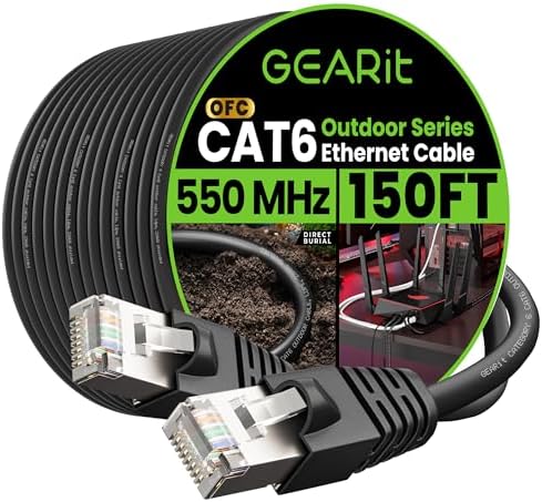 Internet Cable GearIT Cat6 Outdoor Ethernet Cable (150 Feet) CCA Copper ...