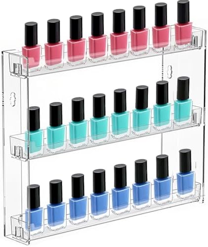 MAYCREATE® Wall Mount Nail Polish Organizer, 3-Tier No Drill Display ...