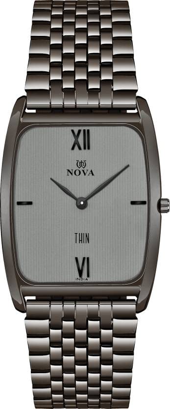 Buy NOVA Wrist Watch Men & Boys Grey Finish Slim Chain Watch Analog ...
