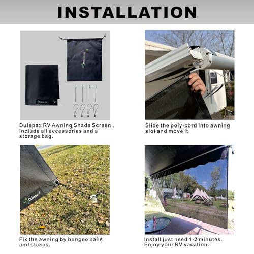 Snapklik.com : Dulepax RV Awning Shade Screen 8X203 Black Mesh RV ...