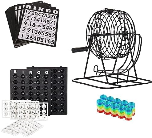 Beauenty Complete Bingo Game Set- Includes 1 Bingo Cage,18 Paper Cards ...