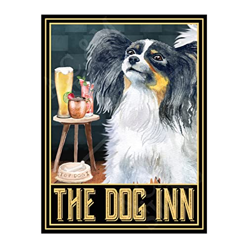 Papillon The Dog Inn Metal Sign Dog Plaque Pub Home Bar Shed Garage Man ...